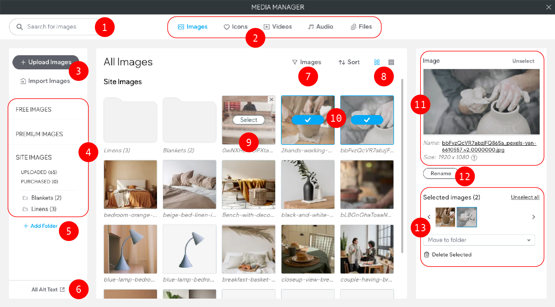 Media Manager, Libraries, and Pickers – Website Help
