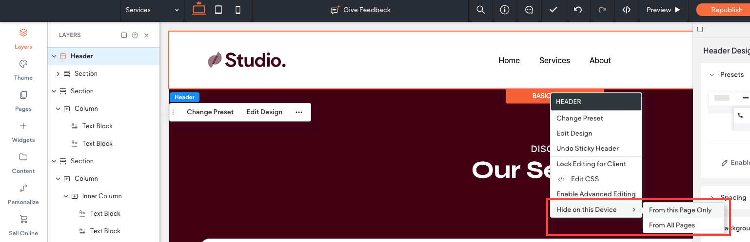 Headers – Website Help