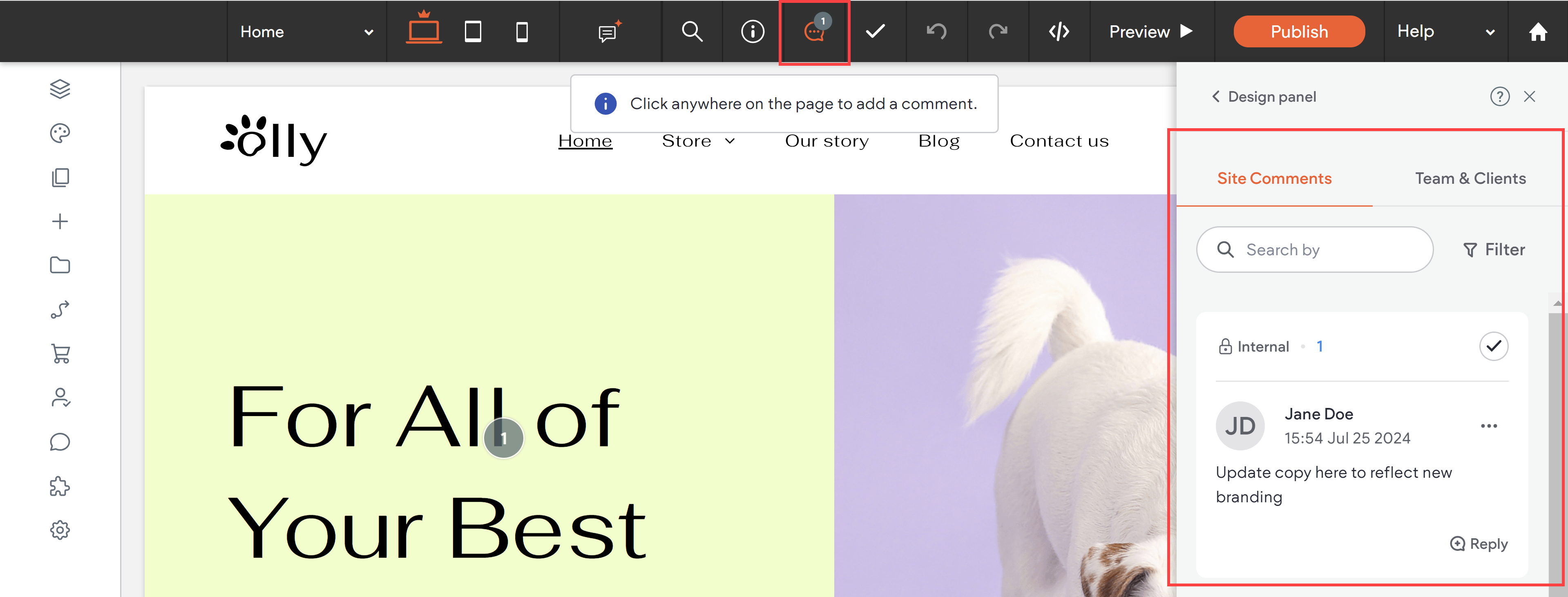 Site Comments – Website Help
